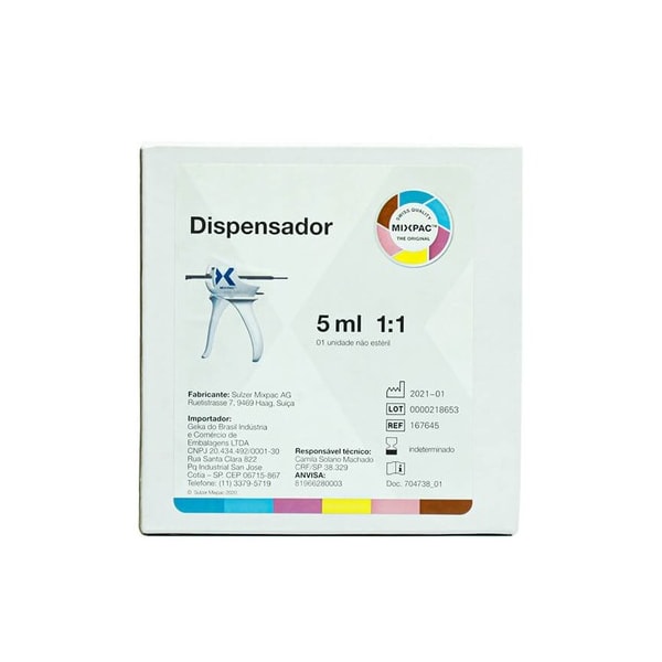 Dispensador 5ml para Cimentos Resinosos 1:1 - MixPac - Apoio Dental