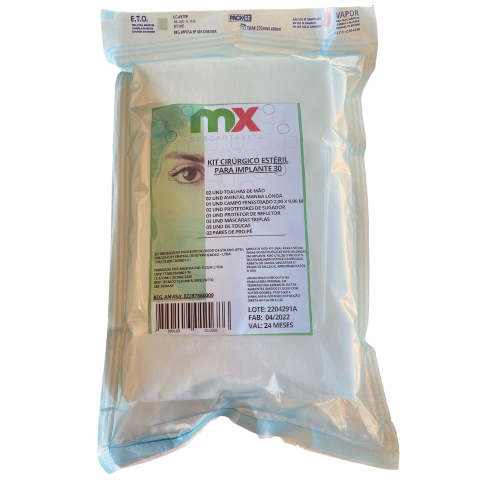 KIT CIRURGICO DESCARTAVEL MAXIMA ESTERIL IMPLANTE 30 - Apoio Dental